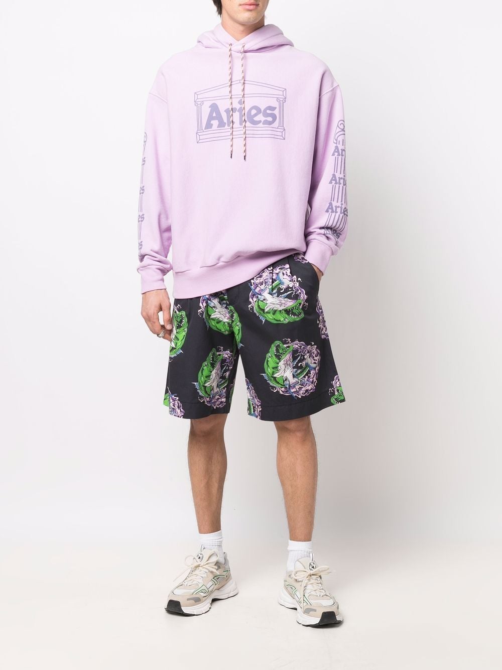 MSGM Graphic-Print Straight-Leg Shorts