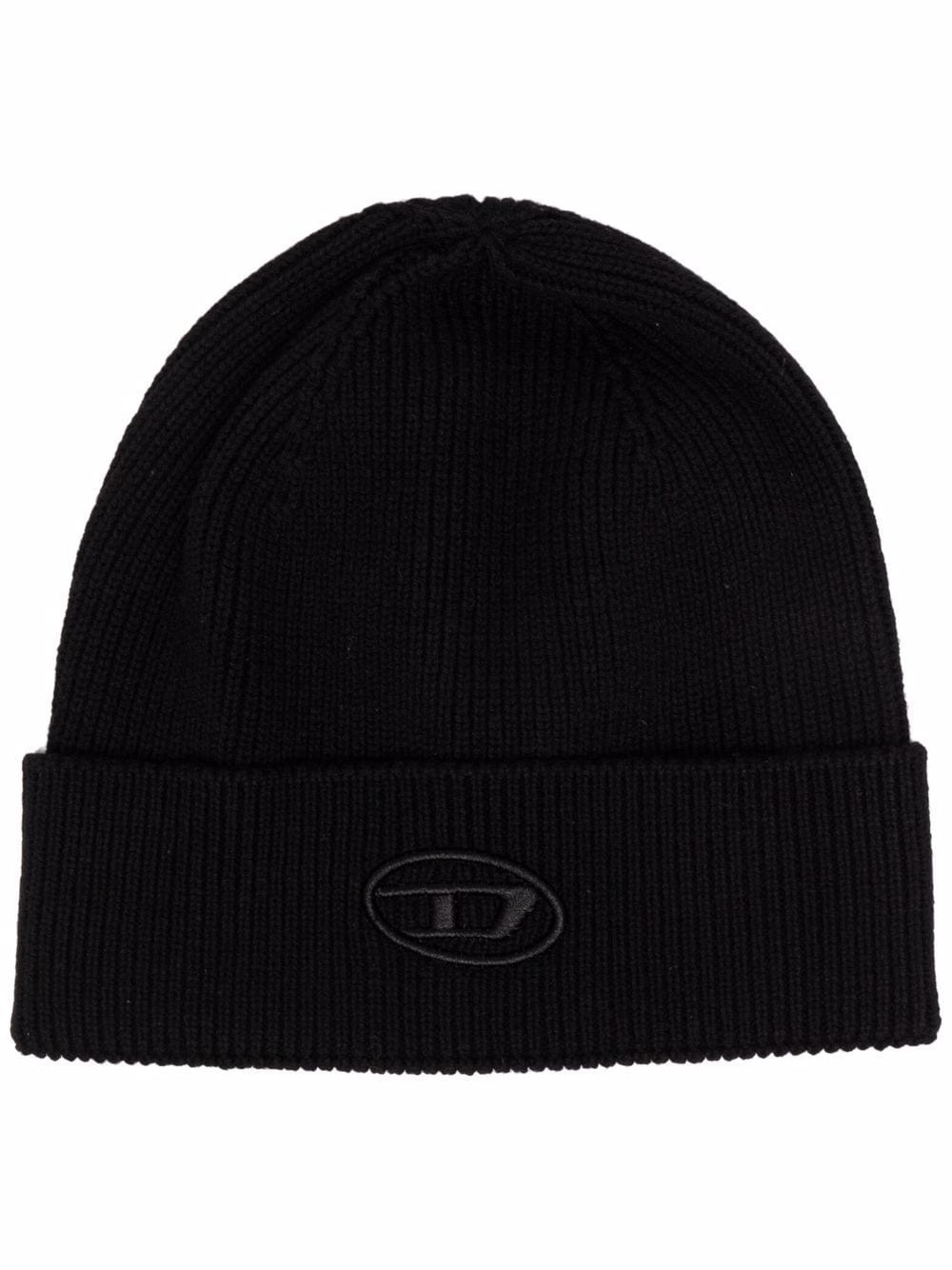 Diesel® K-Atullus-Cap Ribbed Wool Beanie - Black | Editorialist