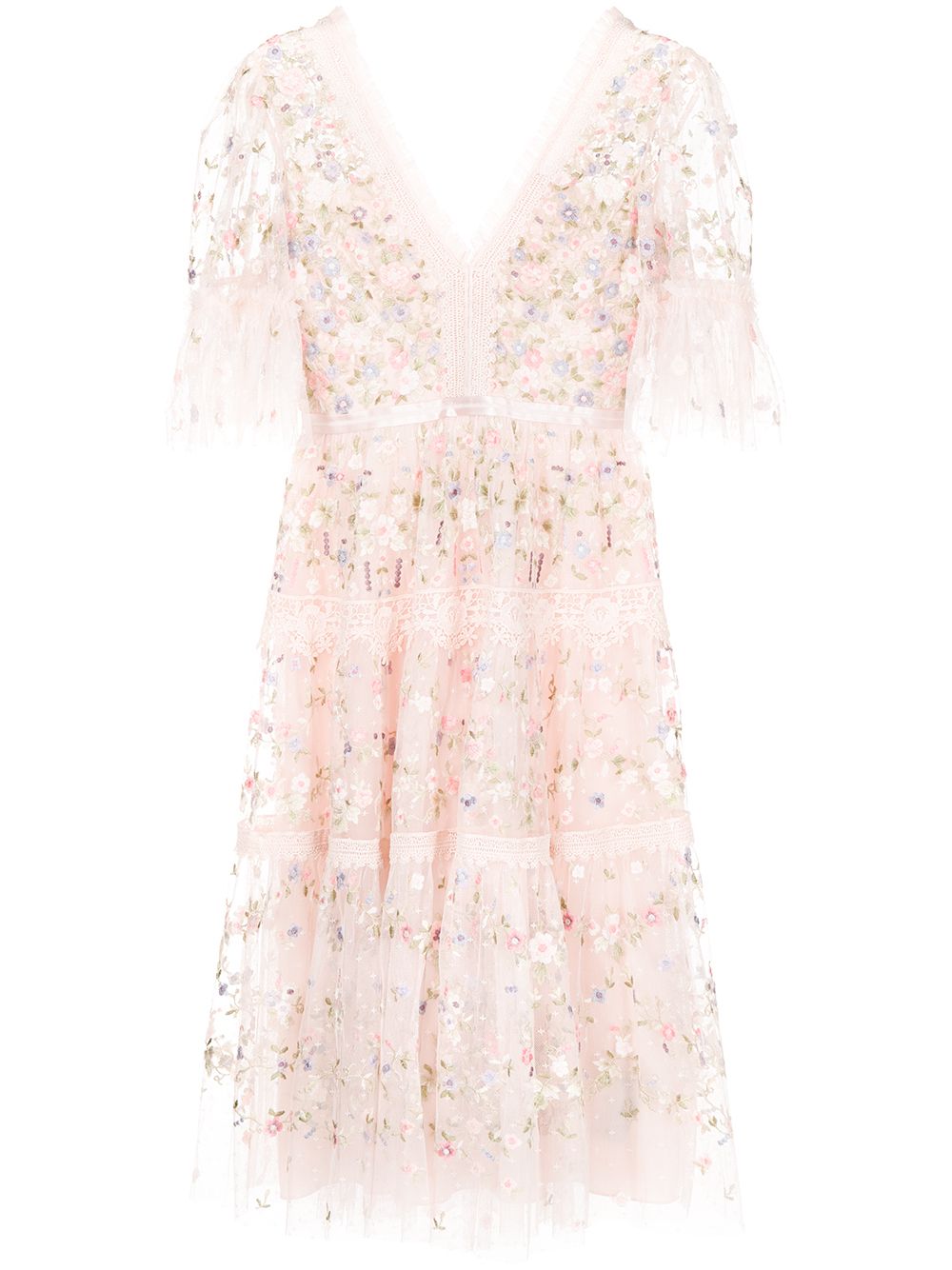 Needle & Thread Araminta Lace Midi Dress In Pink - 56% Off | Editorialist