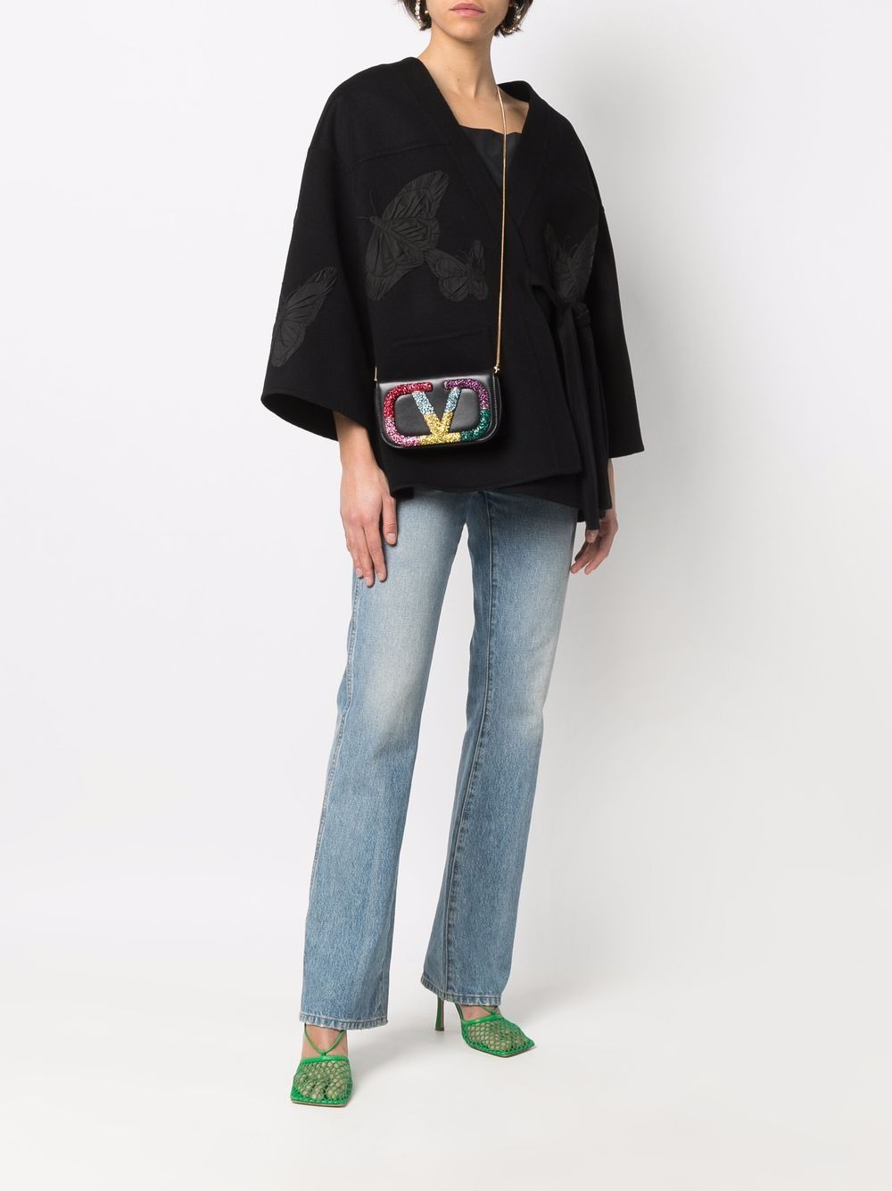 VALENTINO Embroidered Butterfly Wrap Jacket