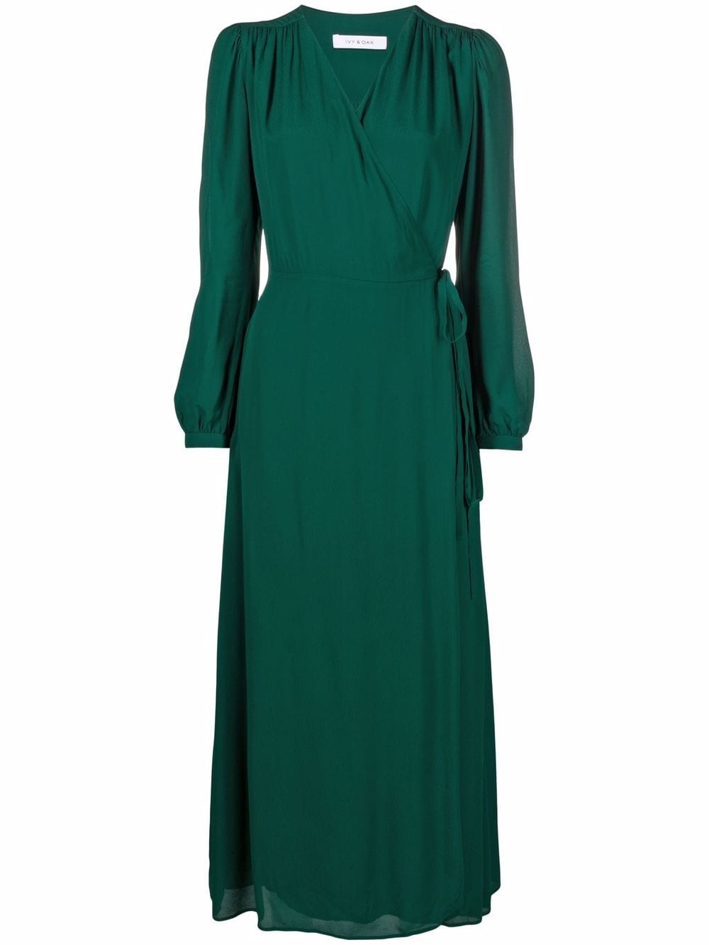 emerald green wrap dress long sleeve Emerald Green Satin Prom Dresses With Slit Off the Shoulder Evening Dress 21826 Black / US8 main image 1
