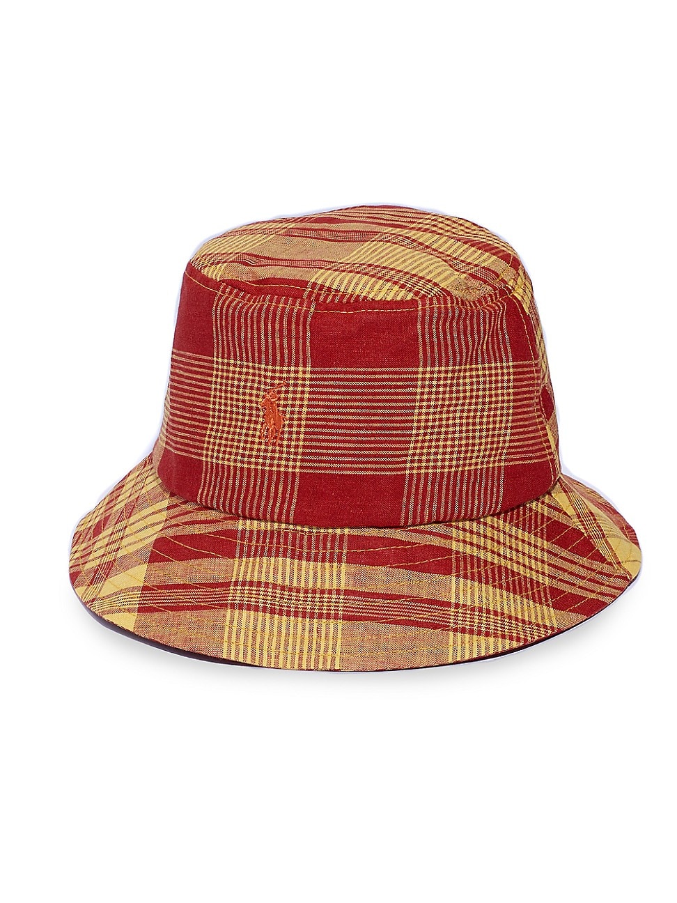 Ralph Lauren Logo Plaid Bucket Hat - Red | Editorialist display picture 1