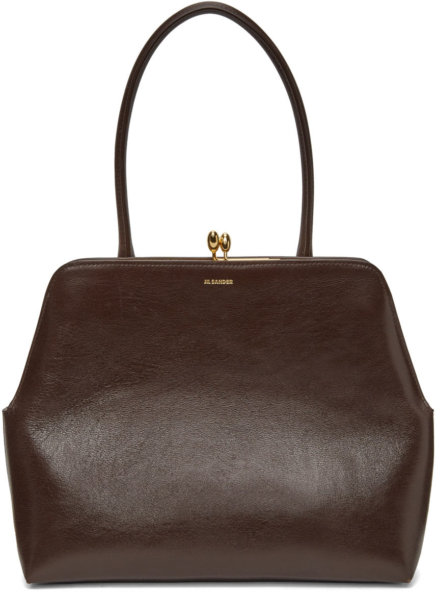 Jil Sander Brown Medium Goji Frame Square Bag - 203 Dbrown 