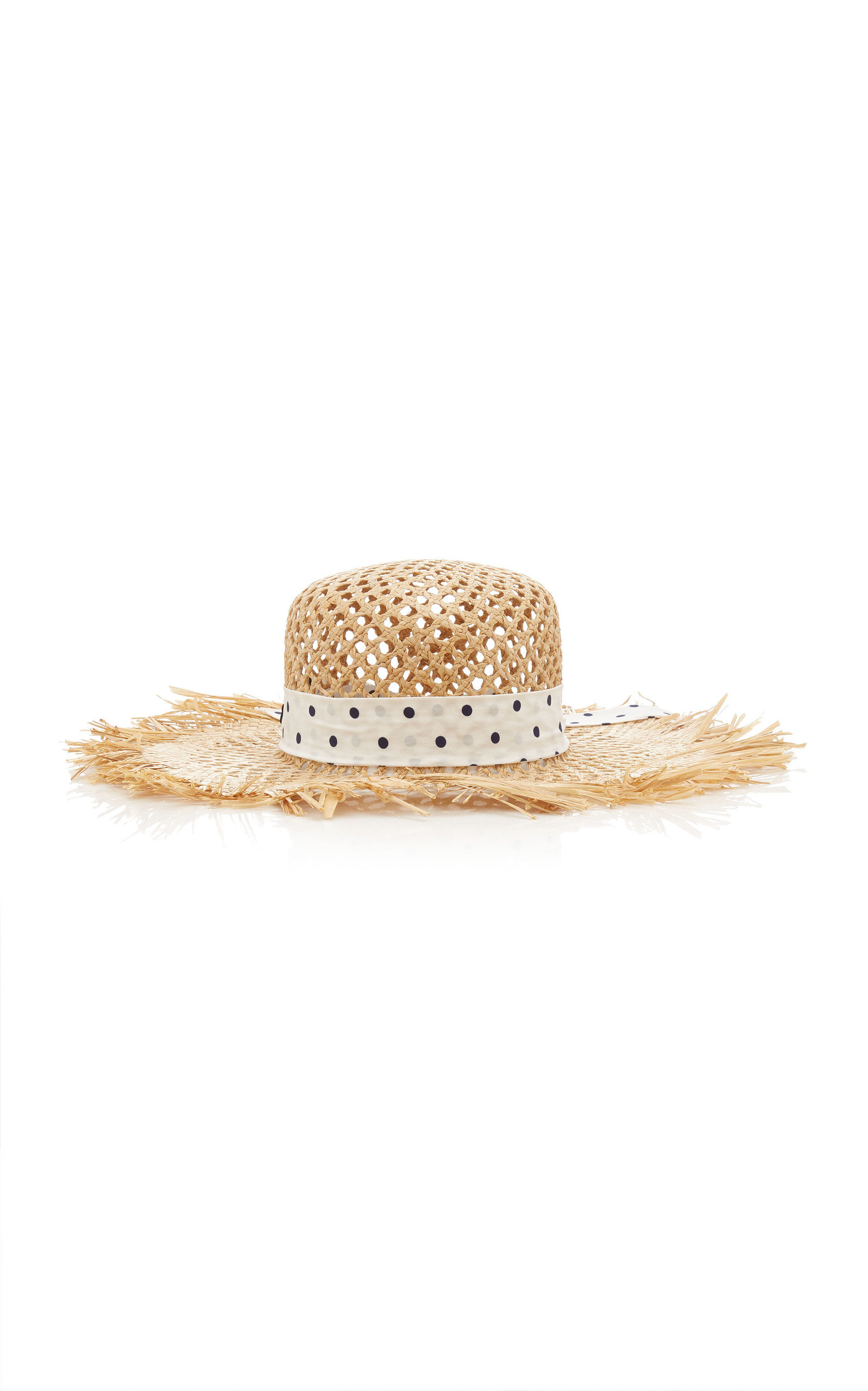 Miu Miu Straw Sun Visor with Daisy Embroidery & Frayed Trim Tan/white Raffia-effect Fabric Visor | Miu Miu - United States main image 2