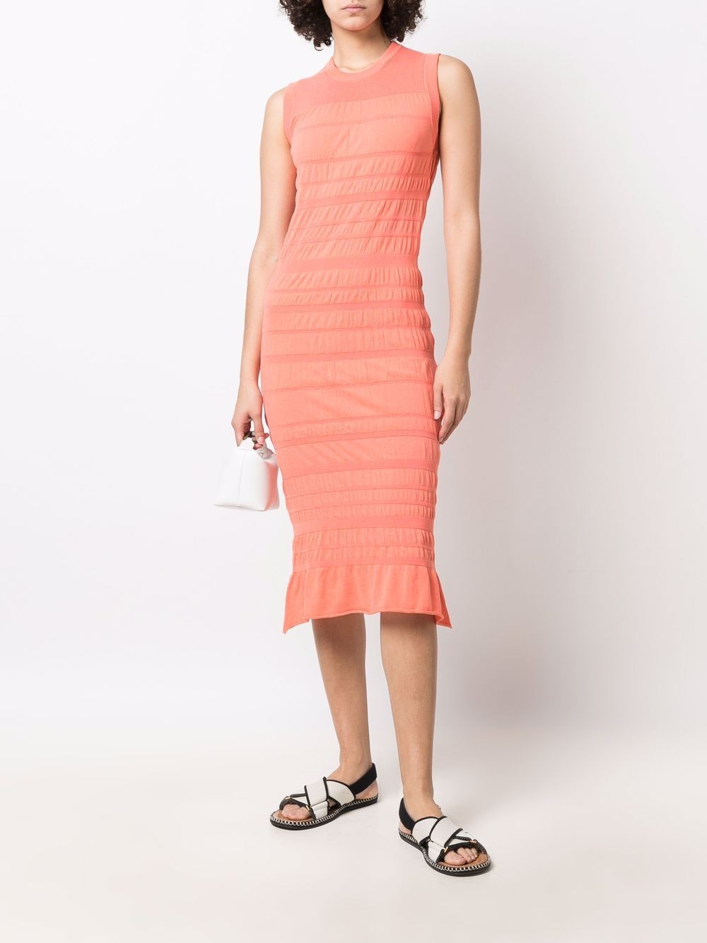 KENZO Kenzo Ruched Stripe Midi Bodycon Dress