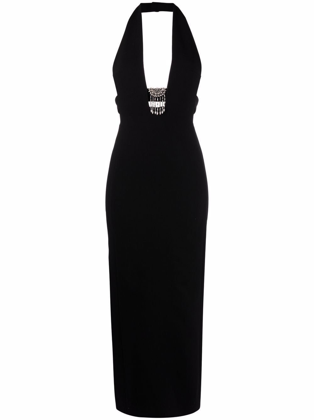 Saint Laurent Crystal-Embellished Halterneck Dress - Black | Editorialist