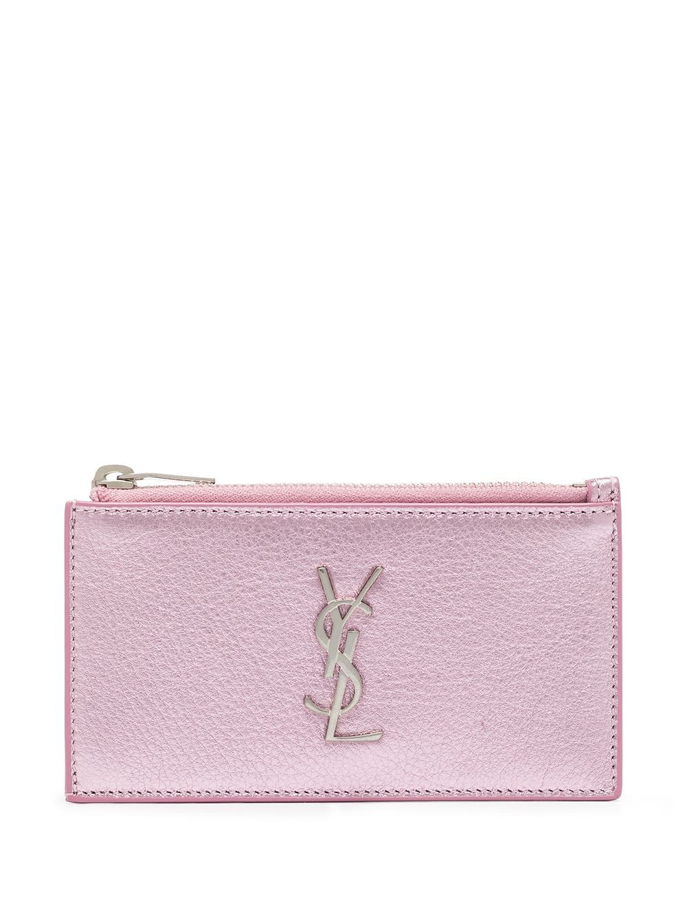 Saint Laurent Metallic Zipped Pouch - Pink | Editorialist