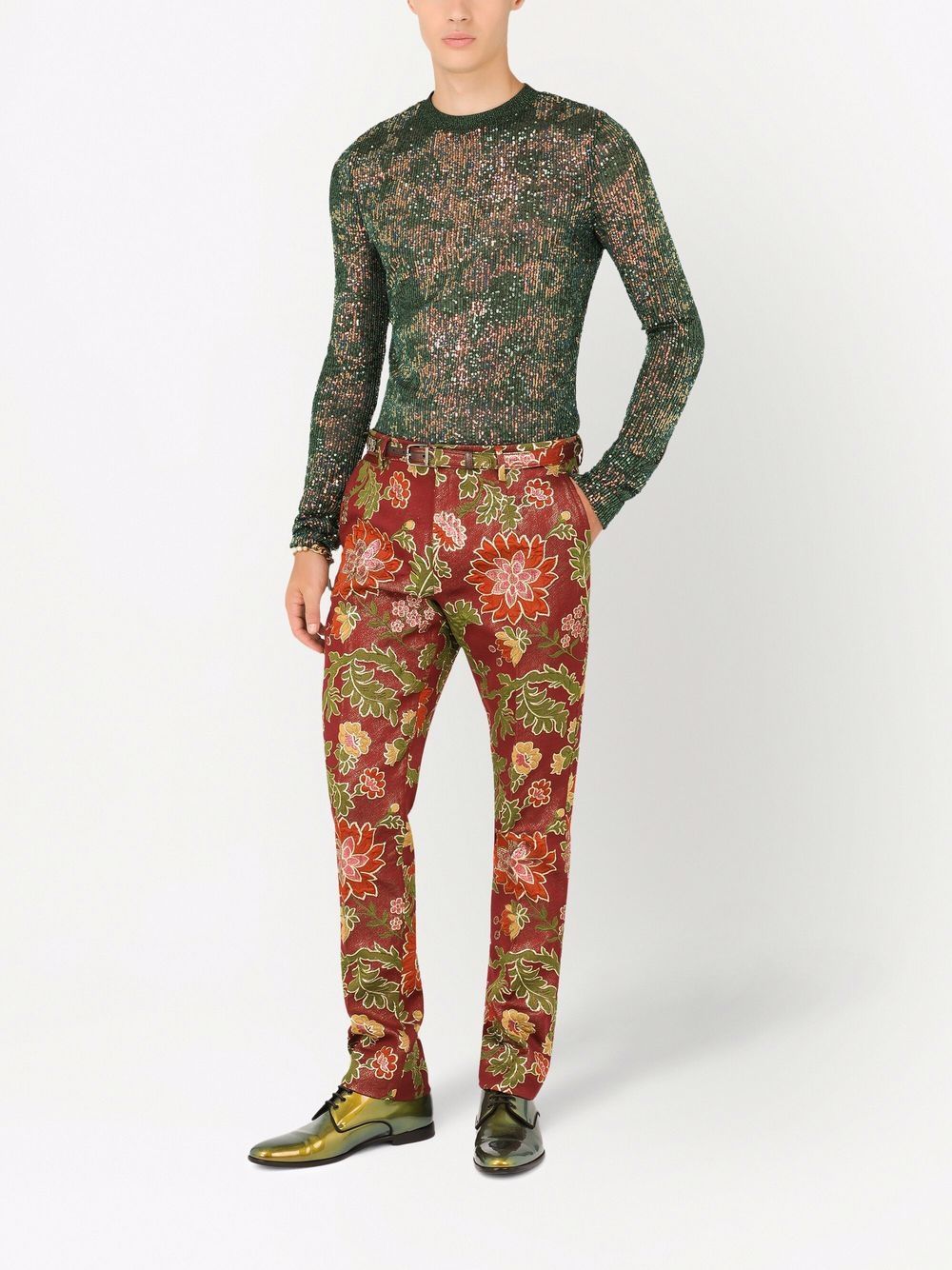 DOLCE & GABBANA Dolce & Gabbana Patterned Jacquard Tailored Trousers