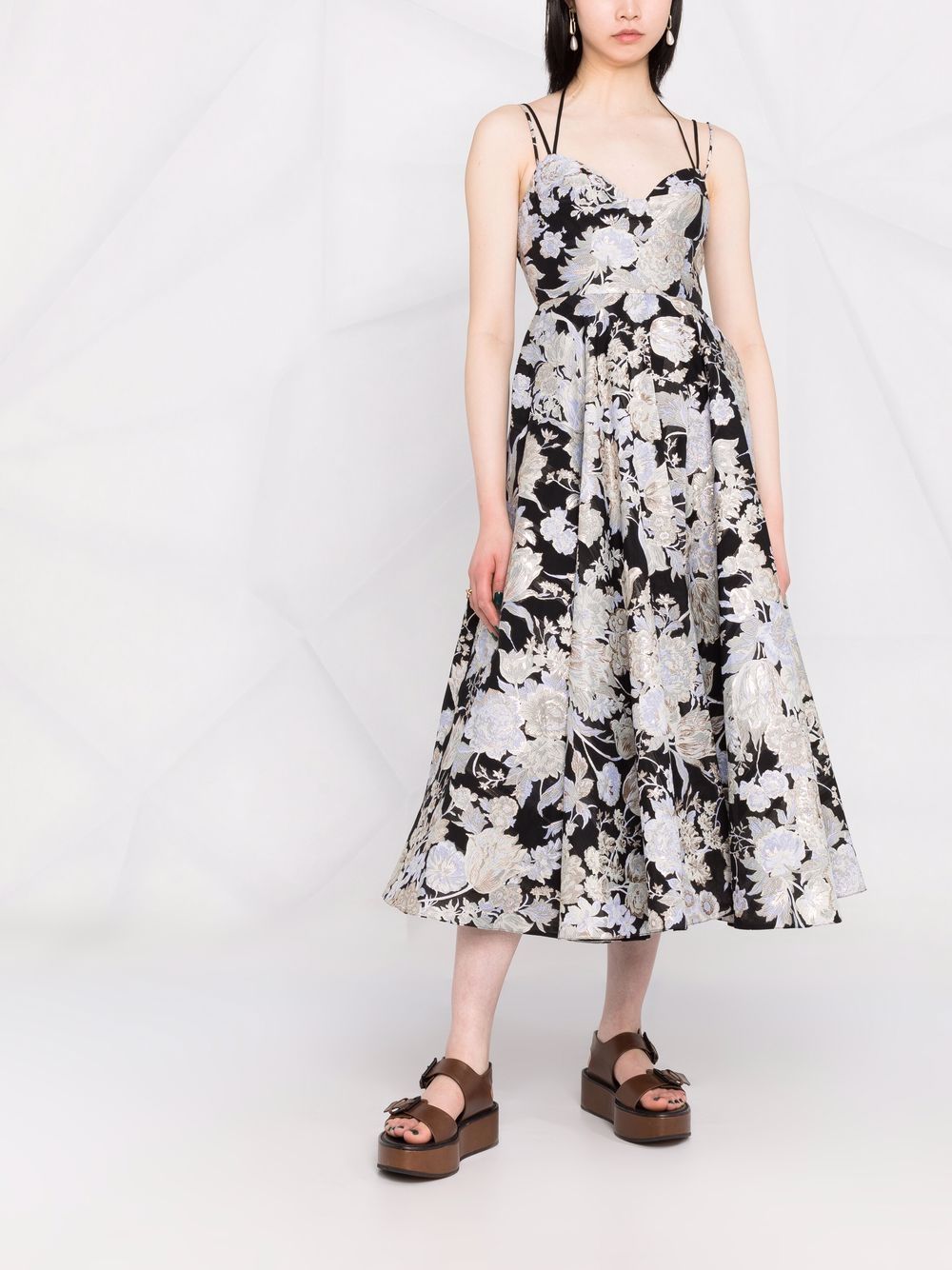 ERDEM Floral-Jacquard Flared Dress