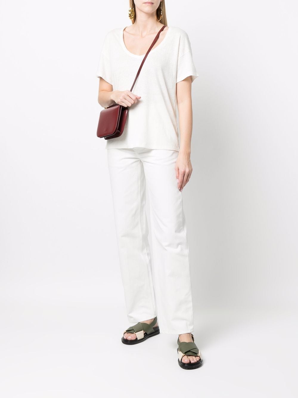 PAULA PAULA Linen V-Neck T-Shirt