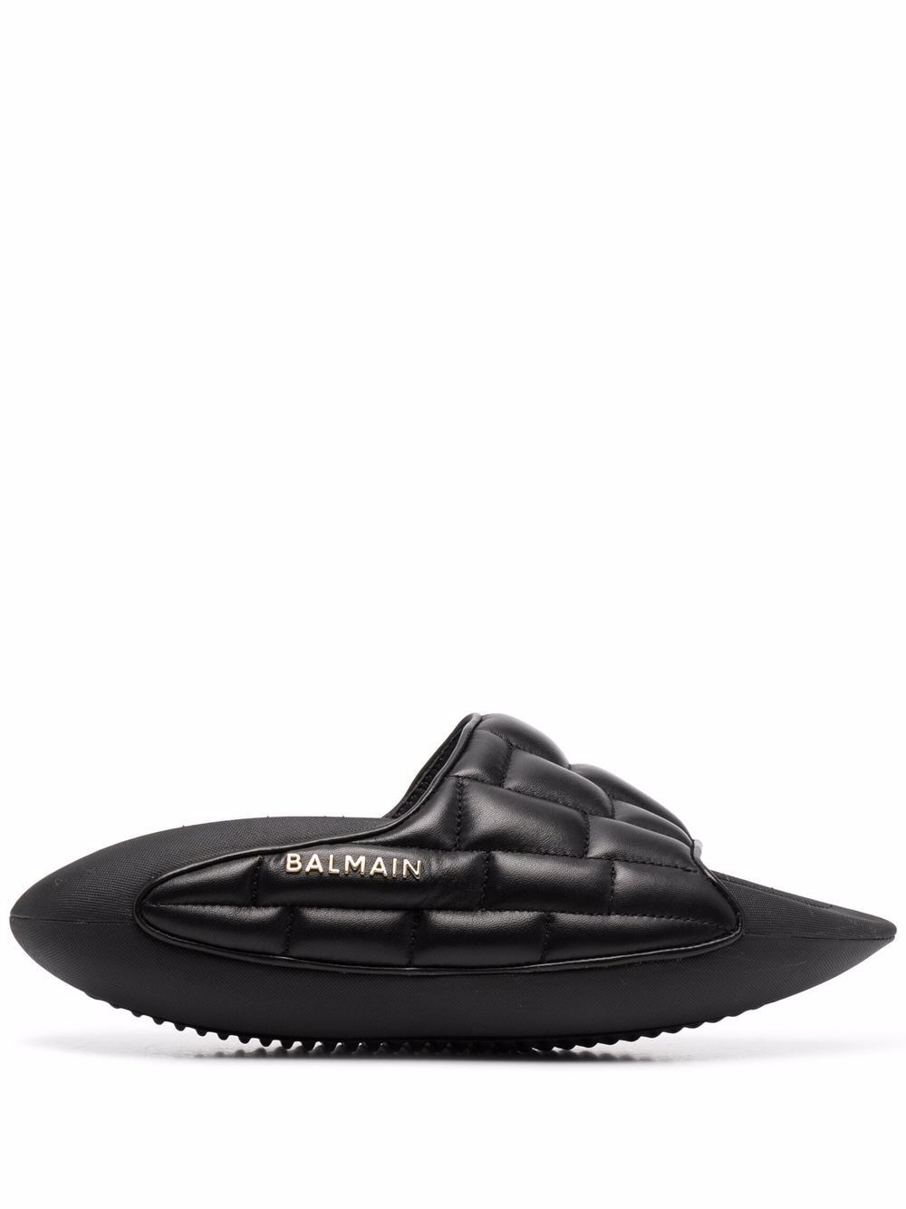 Balmain Quilted Leather Slides In Black - 70% Off | Editorialist display picture 1
