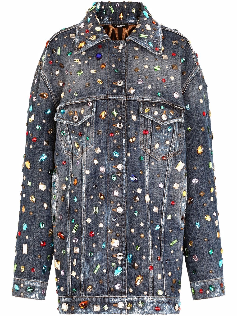 DOLCE & GABBANA Rhinestone-Embellished Straight-Leg Jeans