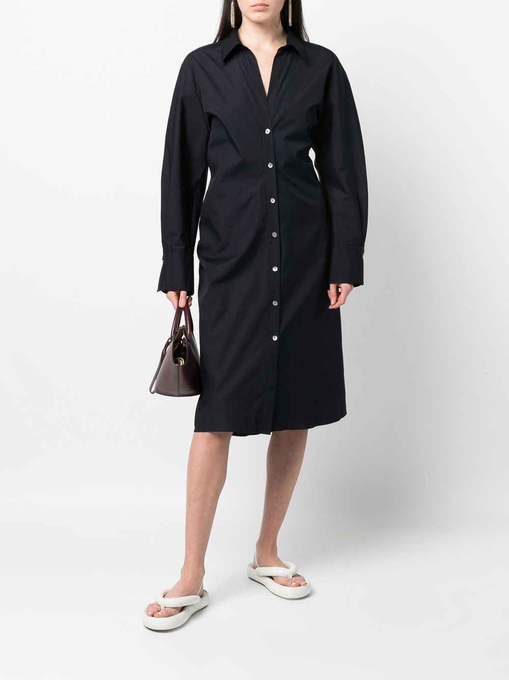 VINCE Vince. Pointed-Collar Cotton Shirt Dress