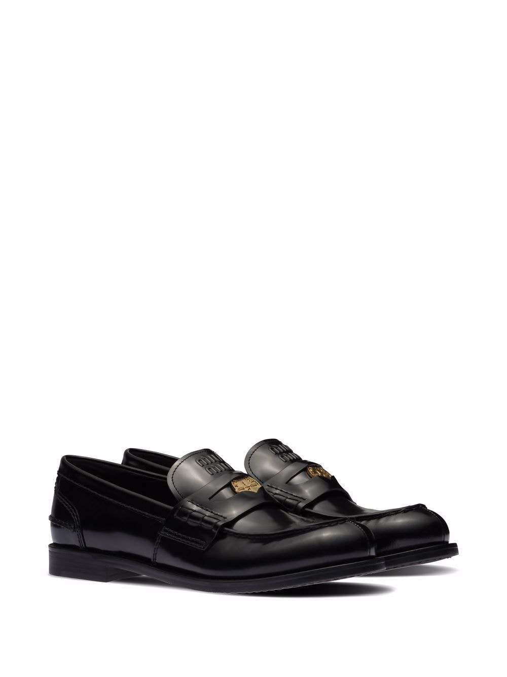 Miu Miu Leather Penny Loafers - Black | Editorialist