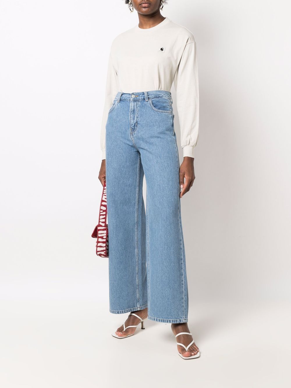 CARHARTT WORK IN PROGRESS Carhartt WIP Jane Wide Leg Jeans in Deep Blue Organic Cotton Blend