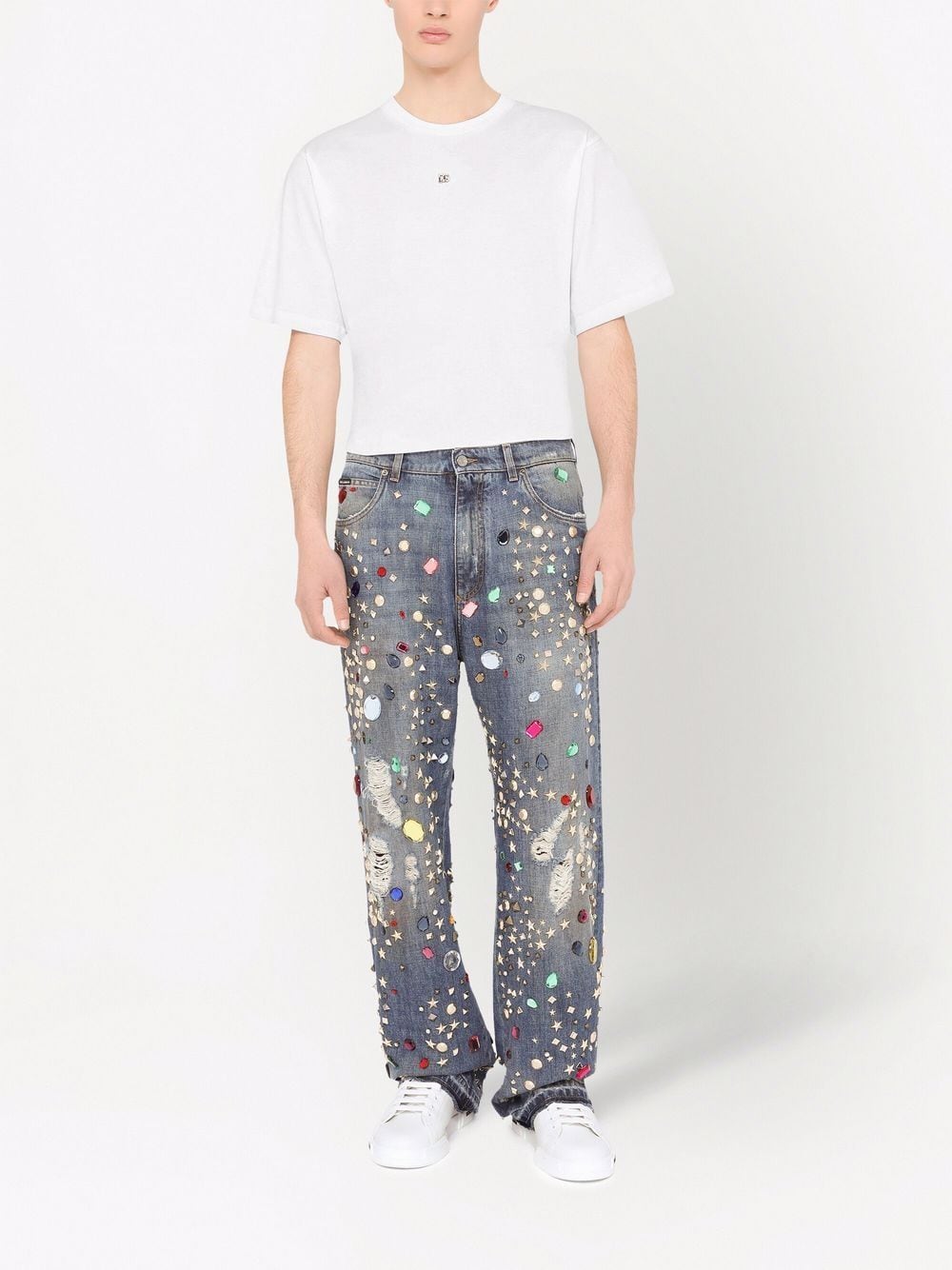 DOLCE & GABBANA Embellished Straight-Leg Jeans