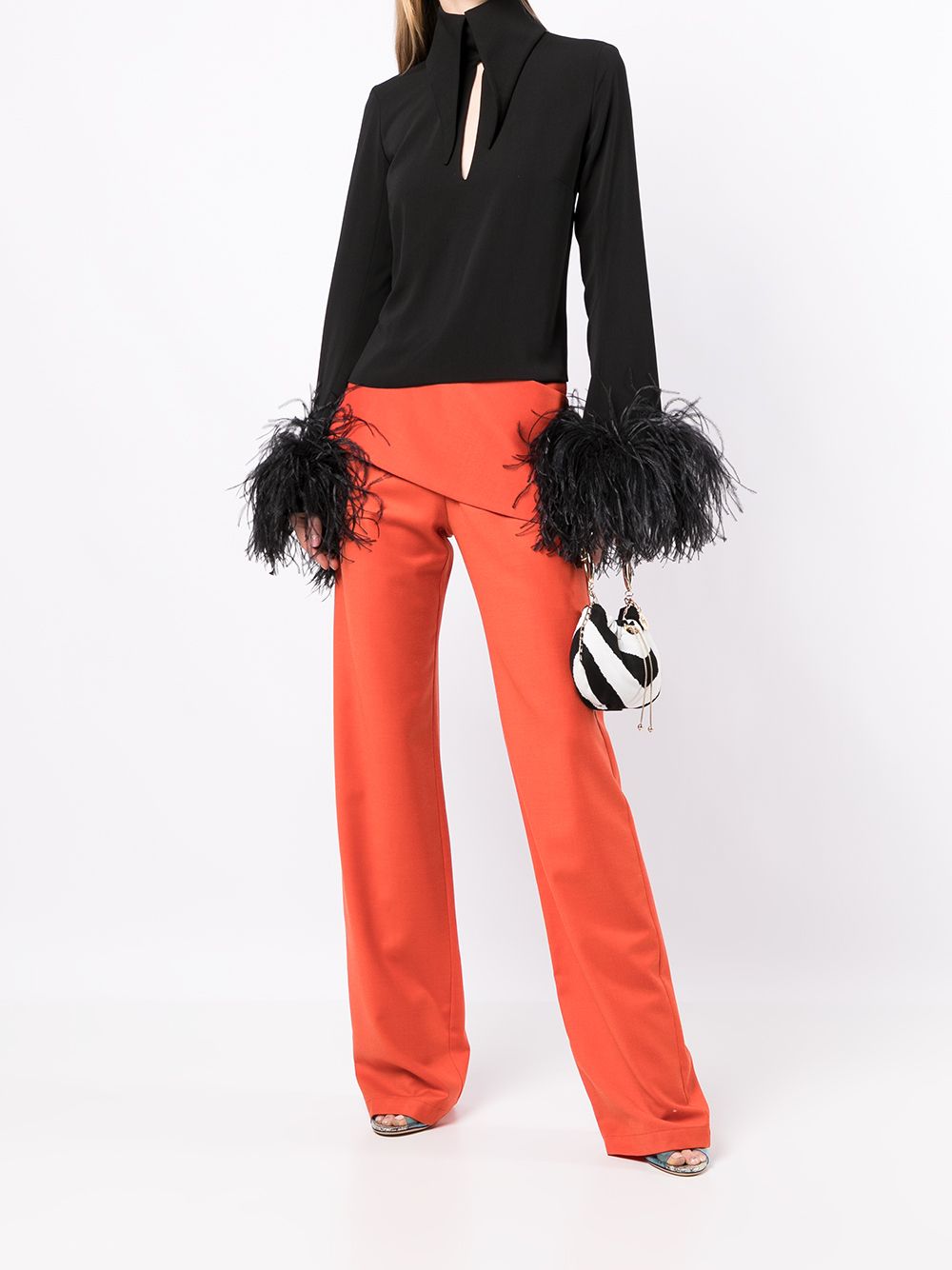 16ARLINGTON 16Arlington Feather-Trim Blouse