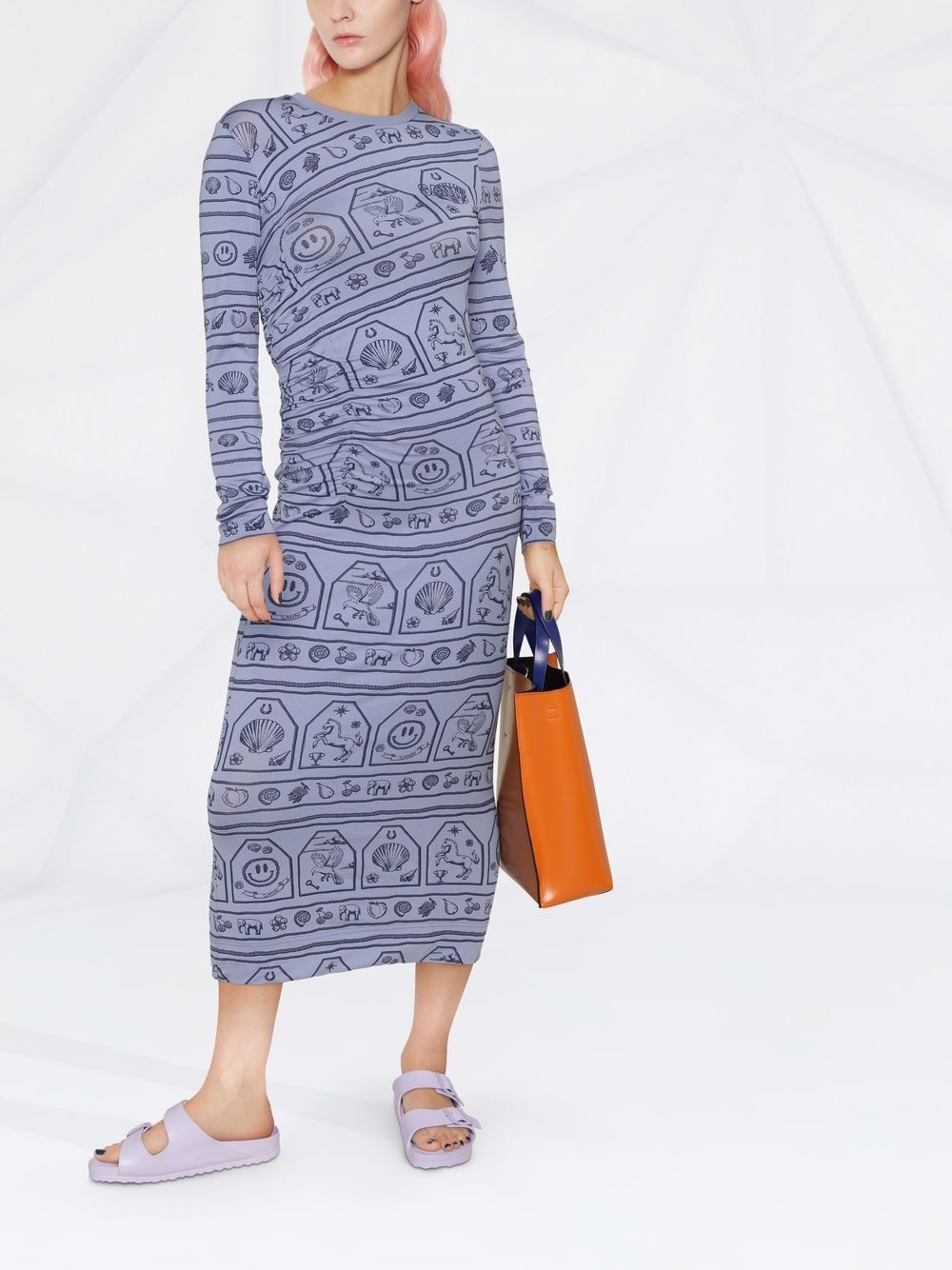 GANNI Zodiac Logo-Print Stretch-Jersey Dress
