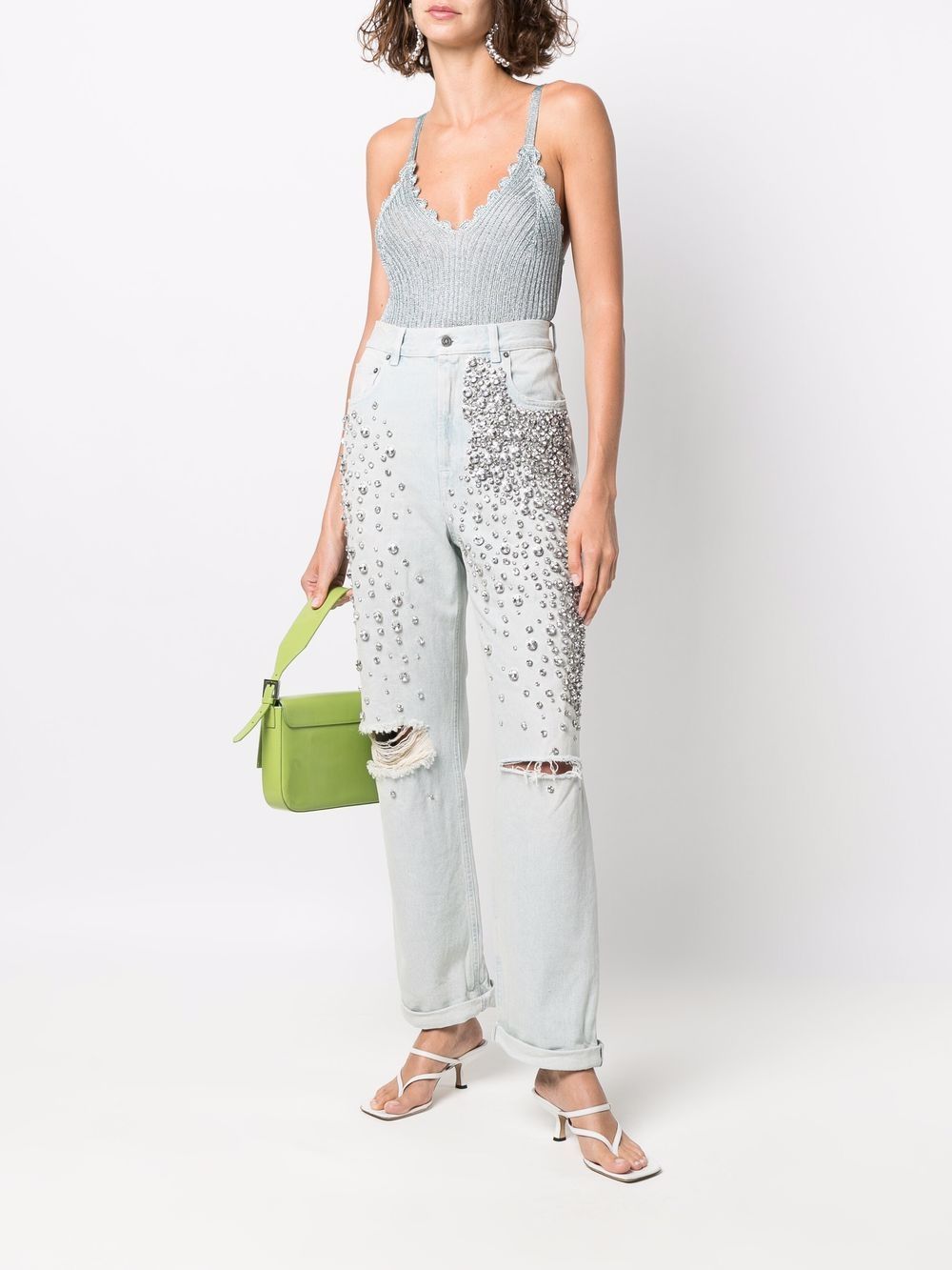GOLDEN GOOSE Cabochon-Crystal Bleached Jeans