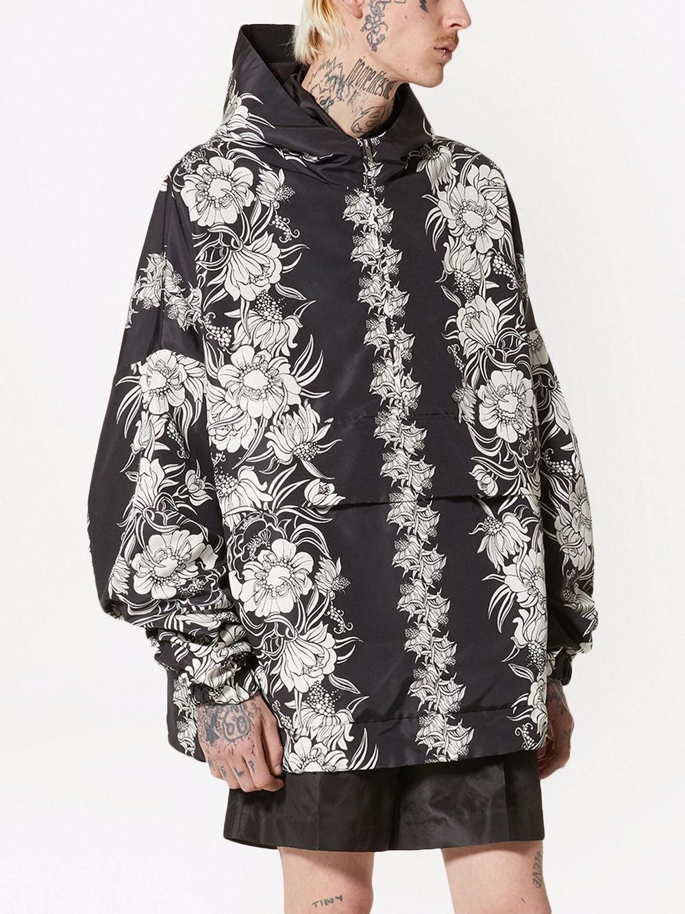 Moncler Graphic-Print Hooded Jacket - Black | Editorialist