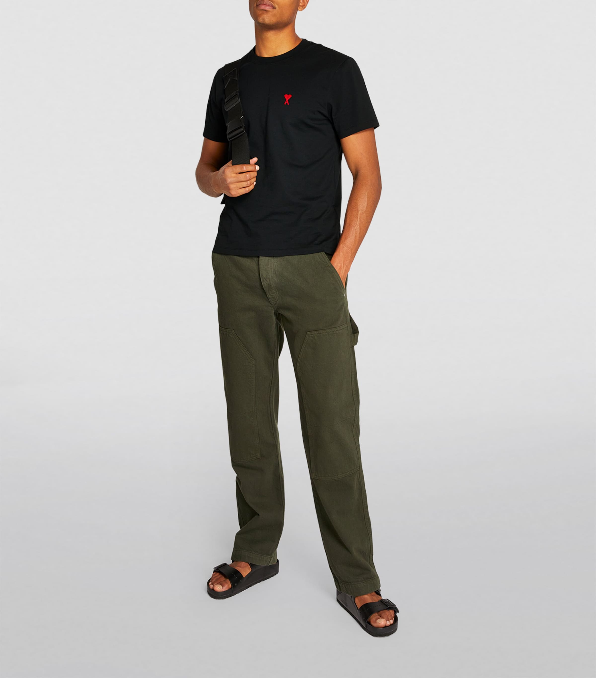 AMI Organic Cotton T-Shirt with Ami de Coeur Embroidery