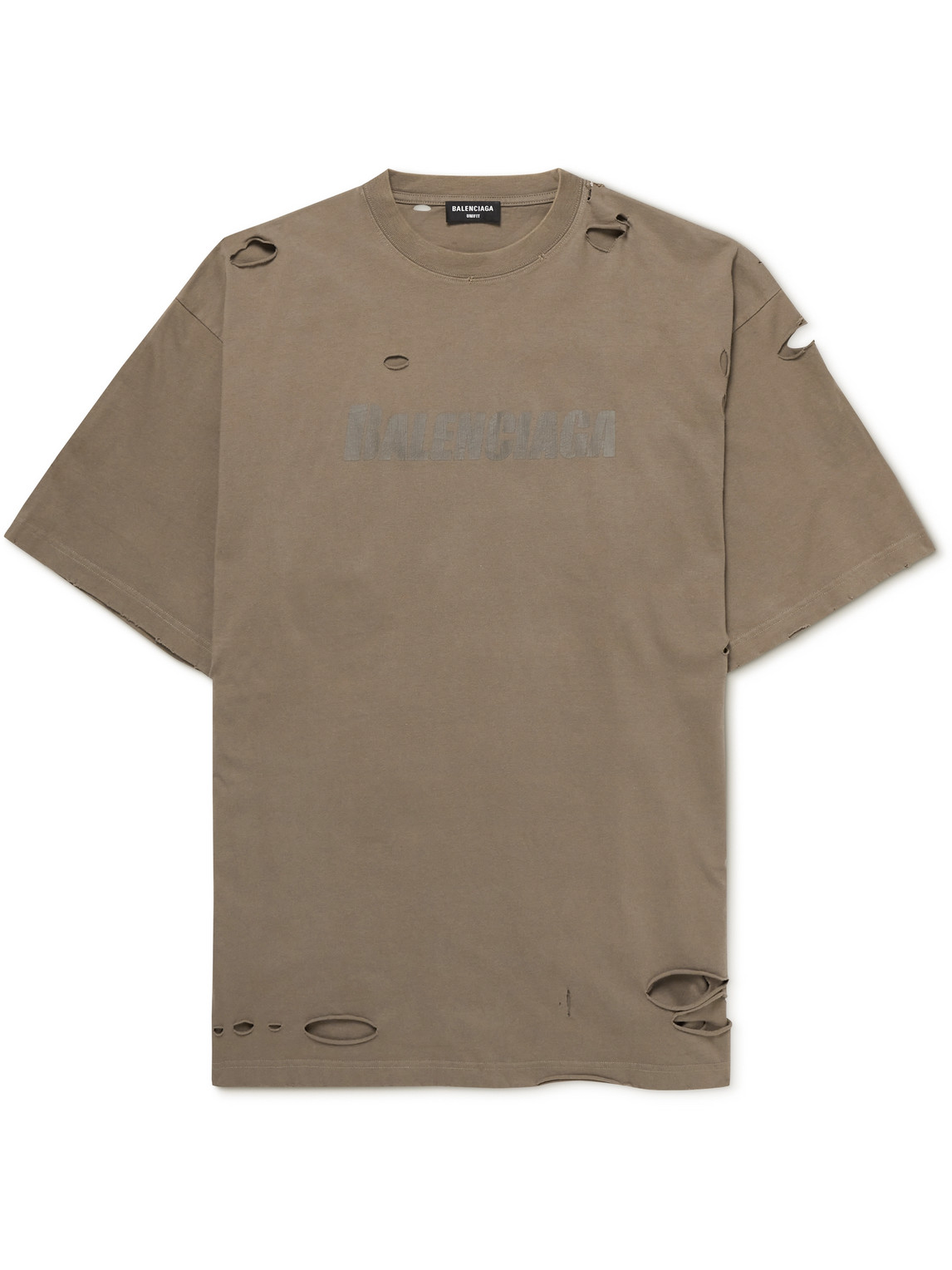 Balenciaga Oversized Distressed Logo-Print Cotton-Jersey T-Shirt