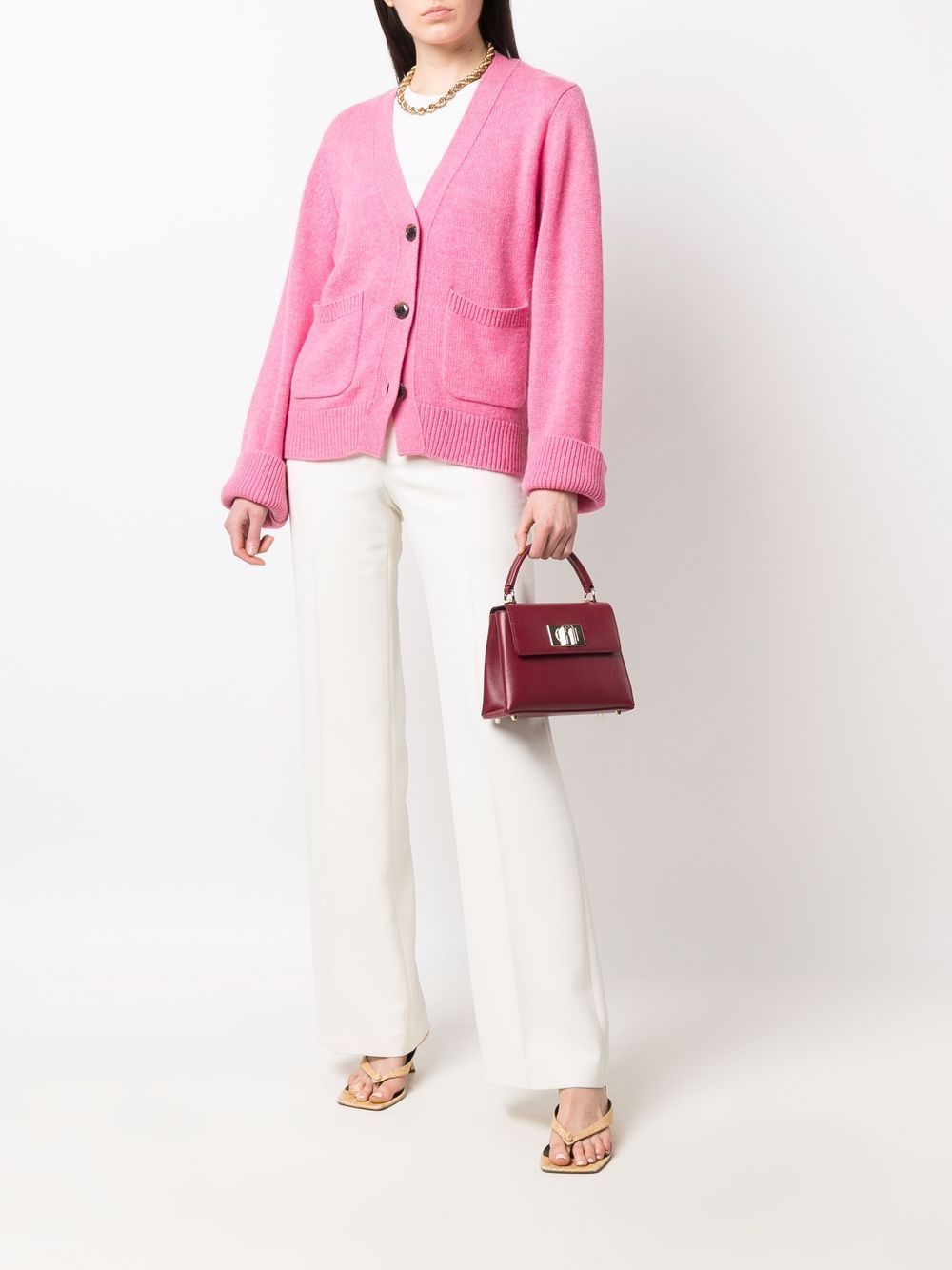FURLA Leather Fold-Over Tote Bag