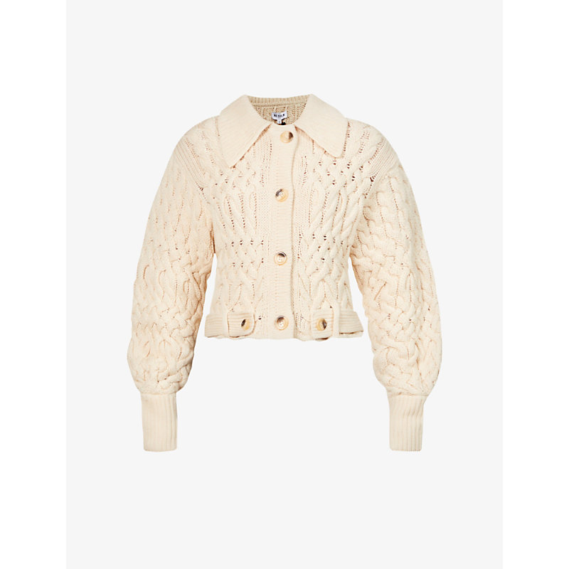 MUSIER PARIS Madie Cable-knit Cotton-blend Cardigan - Beige | Editorialist