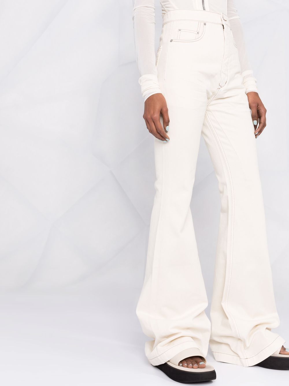 Buy Rick Owens High-waist Flared Jeans - Neutrals At 49% Off