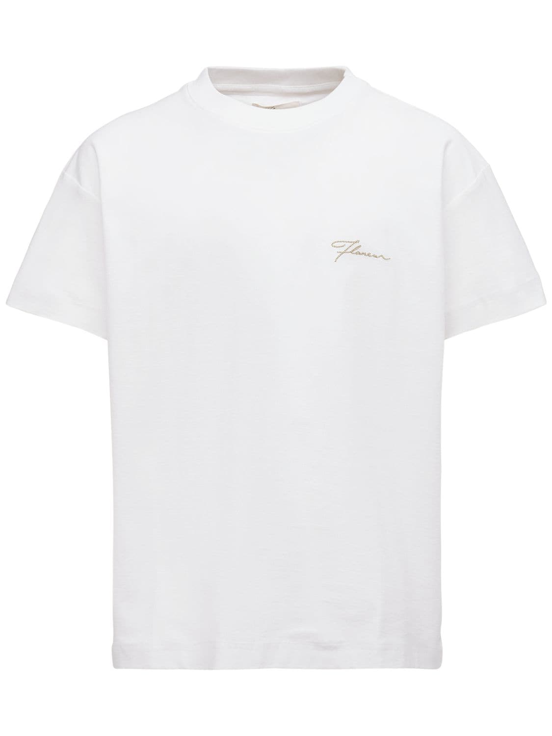 Buy FLANEUR HOMME Logo Cotton T-shirt - White At 55% Off | Editorialist