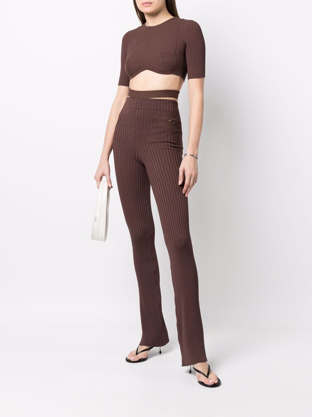 ANDREADAMO ANDREĀDAMO Ribbed-Knit Flared Trousers