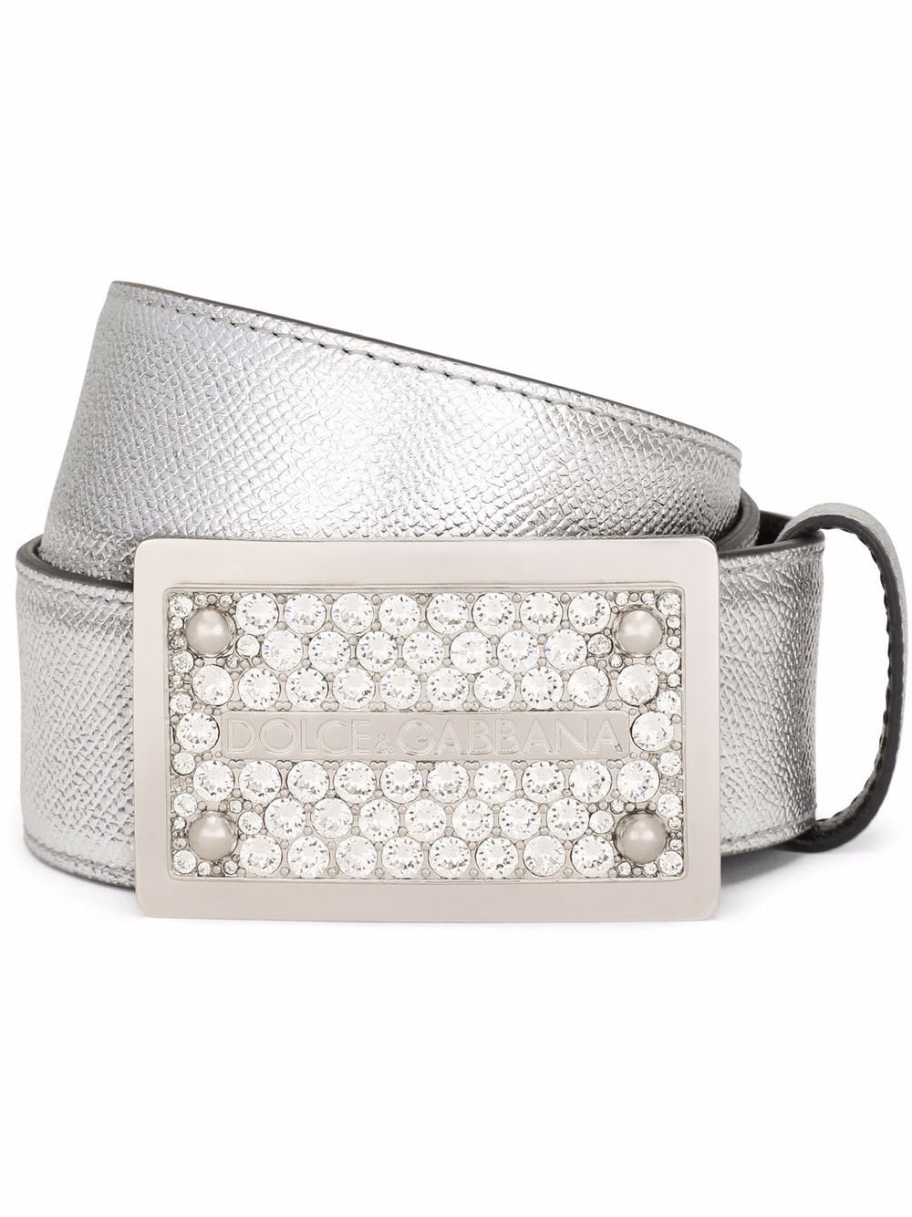 Dolce & Gabbana Crystal-Embellished Belt In Silver - 40% Off  display picture 3