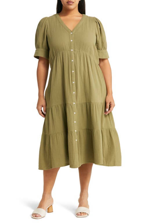 lightspun button front midi dress Madewell Lightspun Button-Front Midi Dress Size 2