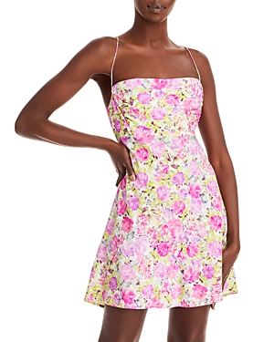 floral mini formal dress Annie Pink Floral Strapless Mini Dress - US 0