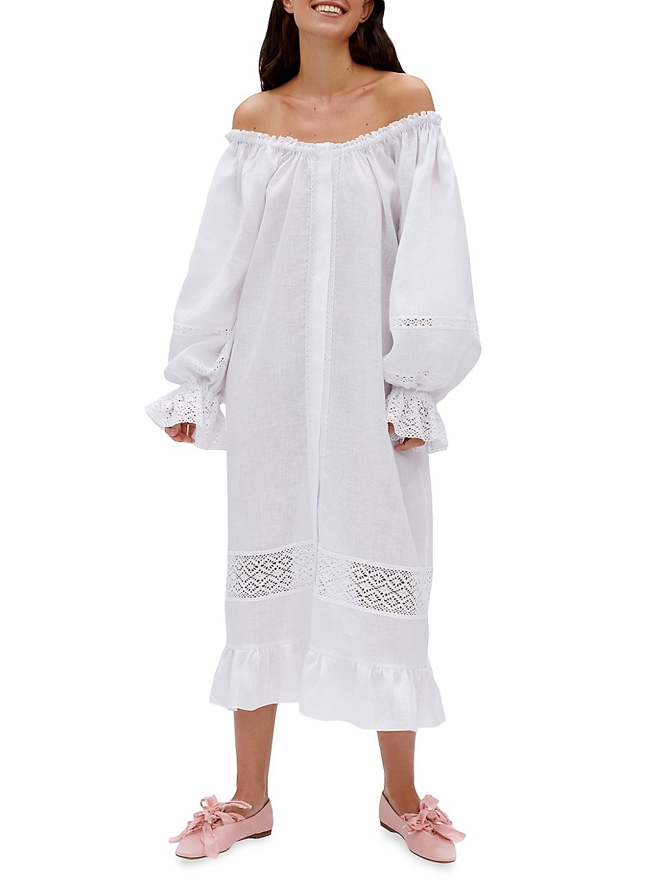 Sleeper Paloma Linen Dress In White - 40% Off | Editorialist