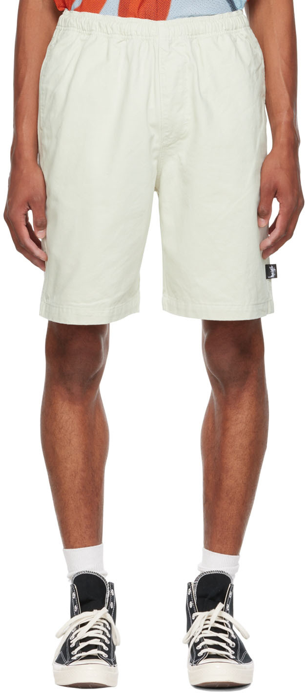 StüSsy Off-White Brushed Beach Shorts - Black | Editorialist