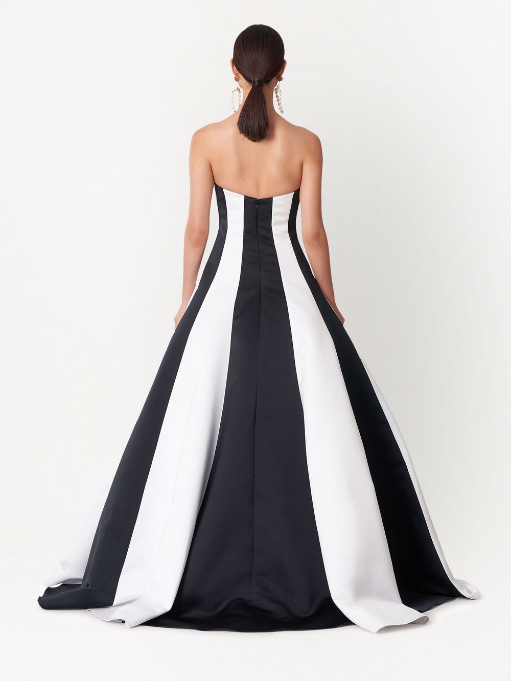 vertical striped black and white dress Monte Carlo | Black & White Striped Square-Neck Drop-Waist Midi Dress main image 0