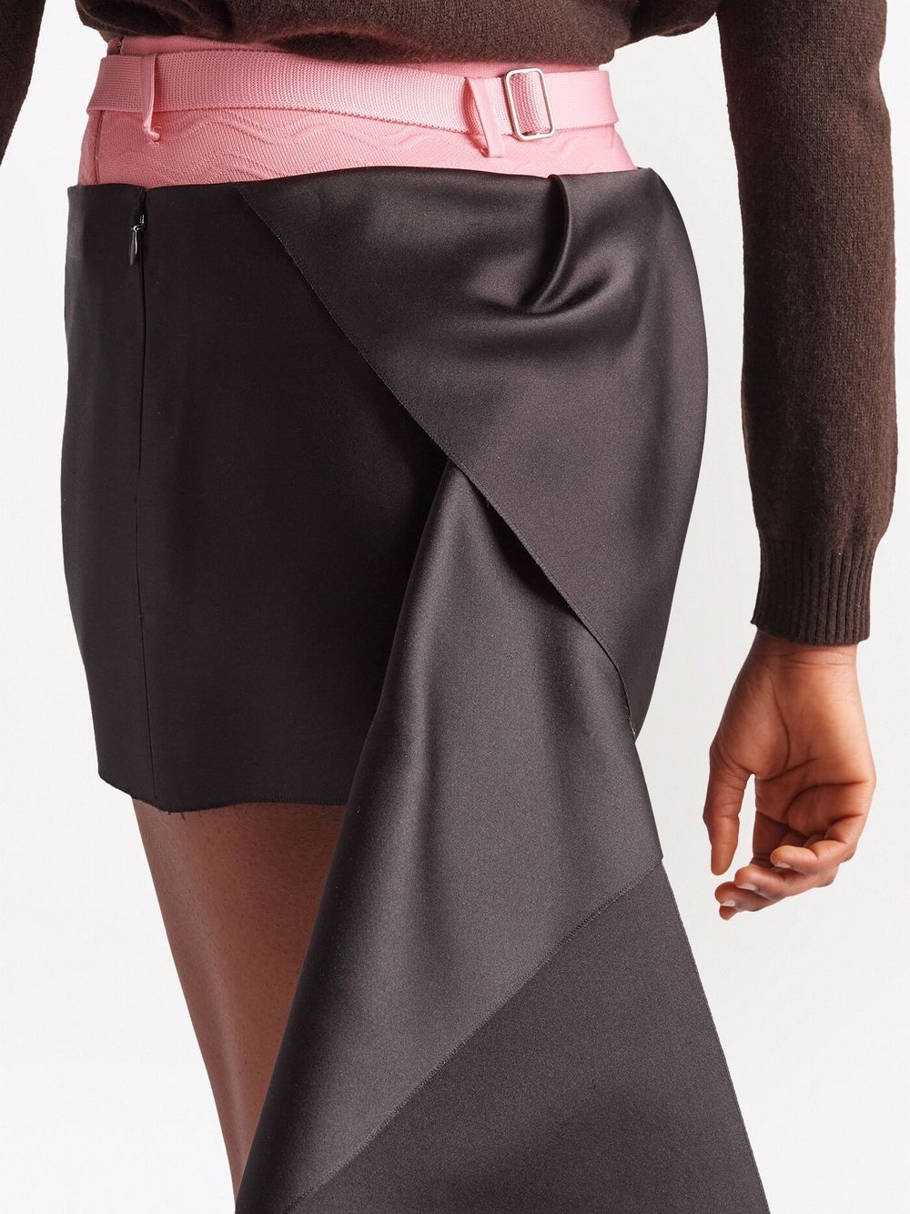 Draped Panel Silk Mini Skirt
