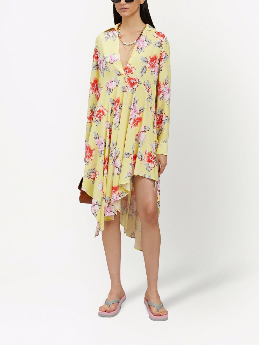 PALM ANGELS Palm Angels Hibiscus Floral-Print Shirt Dress