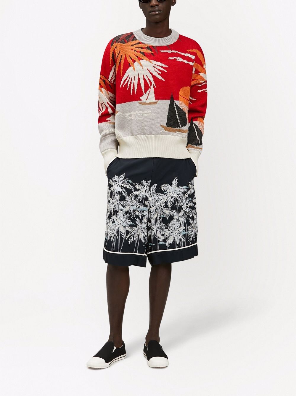 PALM ANGELS Palm Angels Palms-Print Bermuda Shorts