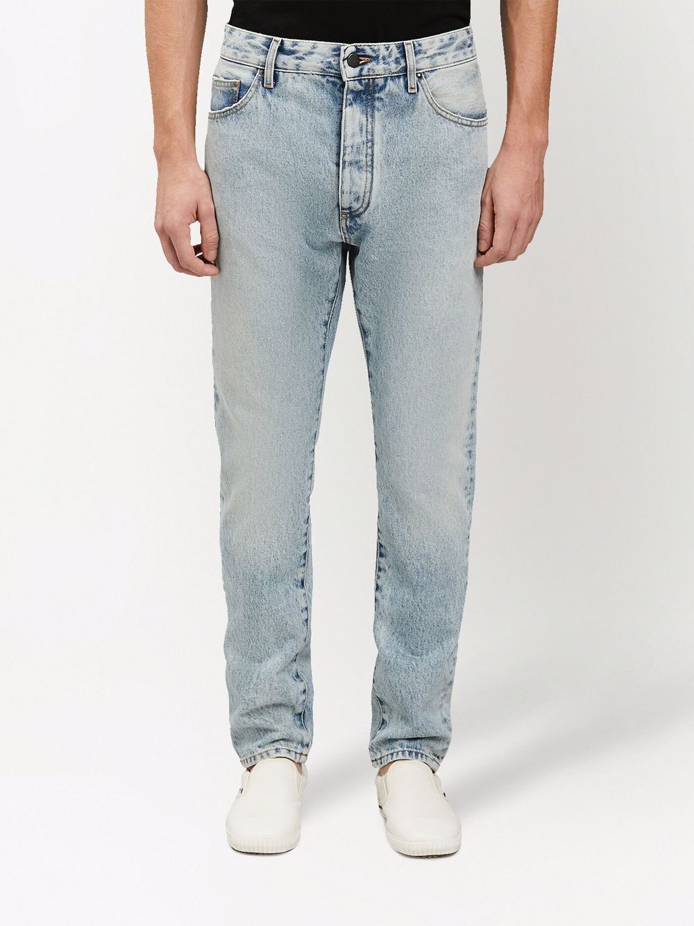 PALM ANGELS Logo-Print Faded Jeans