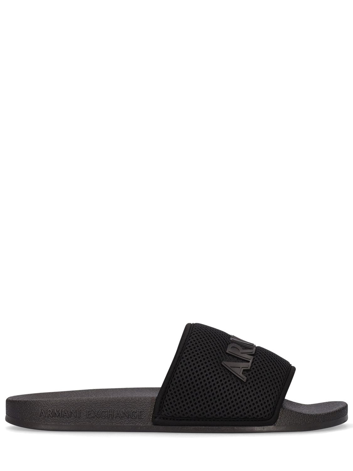 Armani Exchange Logo Tech Slide Sandals - Black | Editorialist