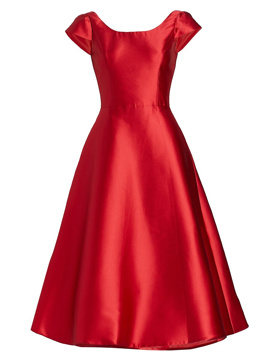 Amsale Mikado Satin A-Line Dress In Lipstick - 63% Off | Editorialist