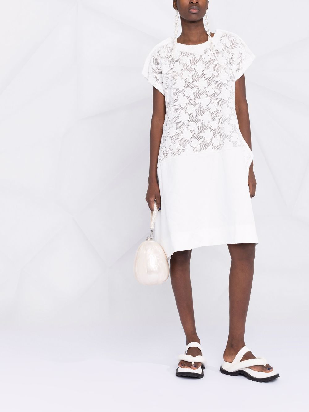 COMME DES GARÇONS Comme Des Garçons Comme Des Garçons Floral-Embroidered Mesh T-Shirt Dress