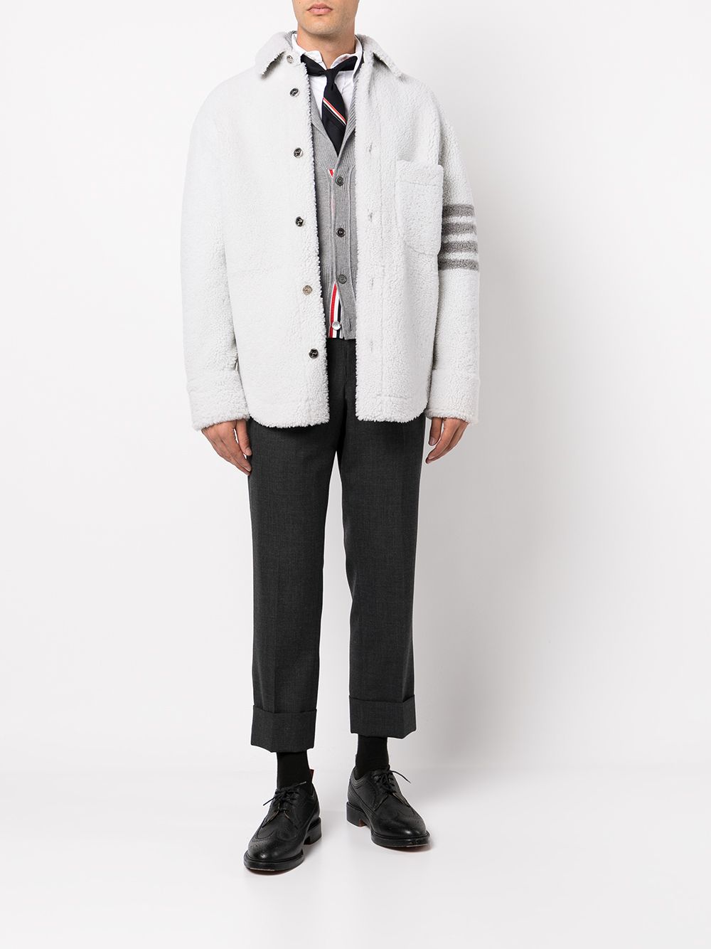 THOM BROWNE 4-Bar Shearling Jacket