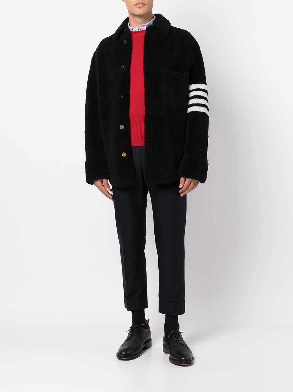 THOM BROWNE Thom Browne 4-Bar Shearling Jacket