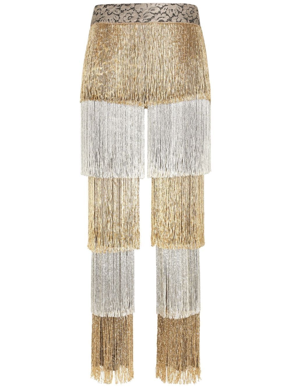 DOLCE & GABBANA Beaded Fringing Lace Trousers