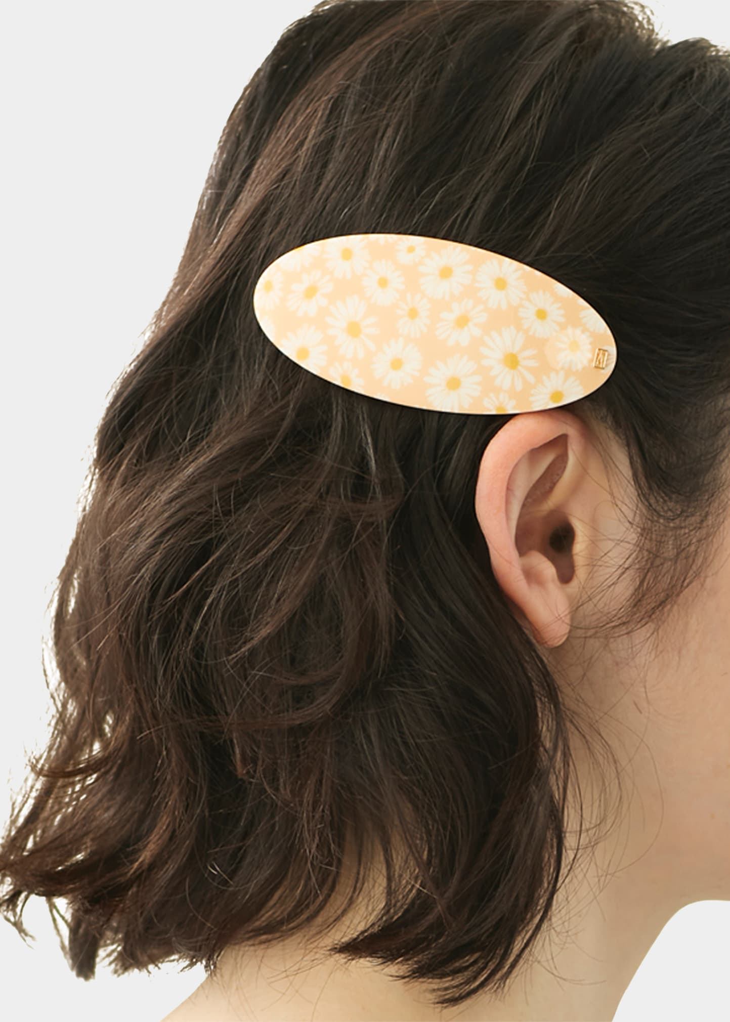 ALEXANDRE DE PARIS  DAISY OVAL BARRETTE  IN ORANGE $78 ALEXANDRE DE PARIS Skinny Side Barrette main image 3