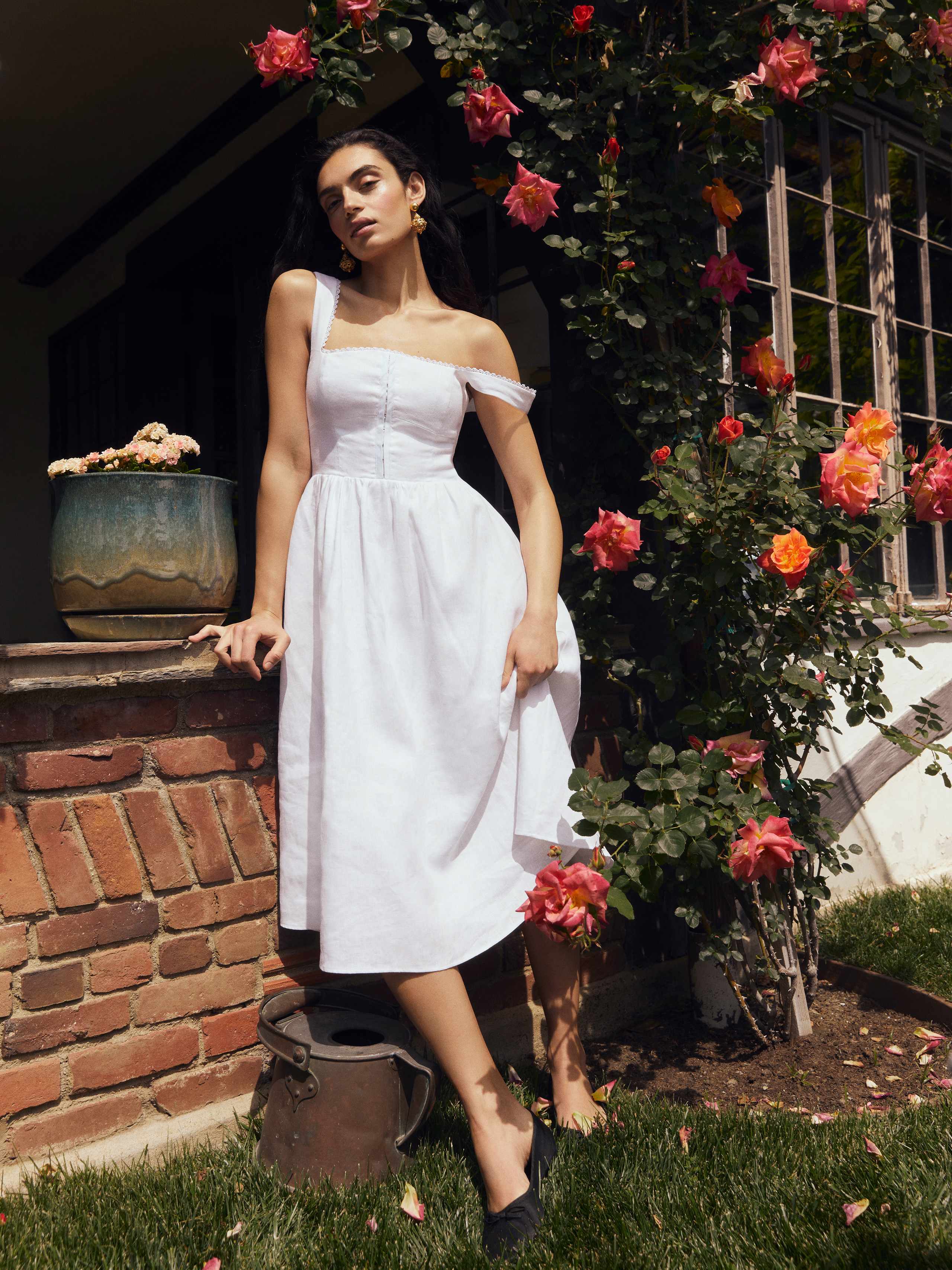 Reformation Tagliatelle Linen Midi Dress - Vienna | Editorialist Reformation Tagliatelle Linen Midi Dress - Vienna | Editorialist