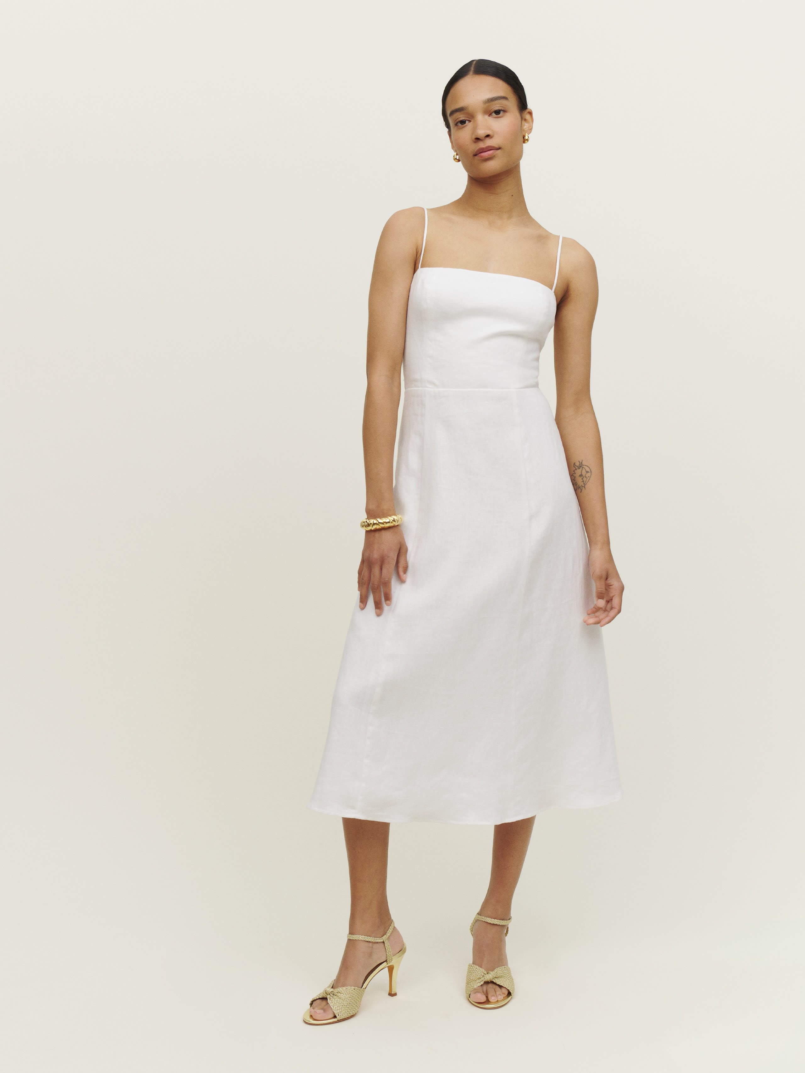 spring linen dress Ties Dress, Light Linen, Hay